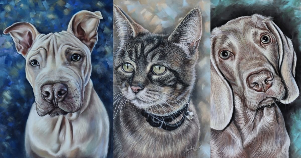 Pet Portraits by Professional Pet Artist Based in the UK